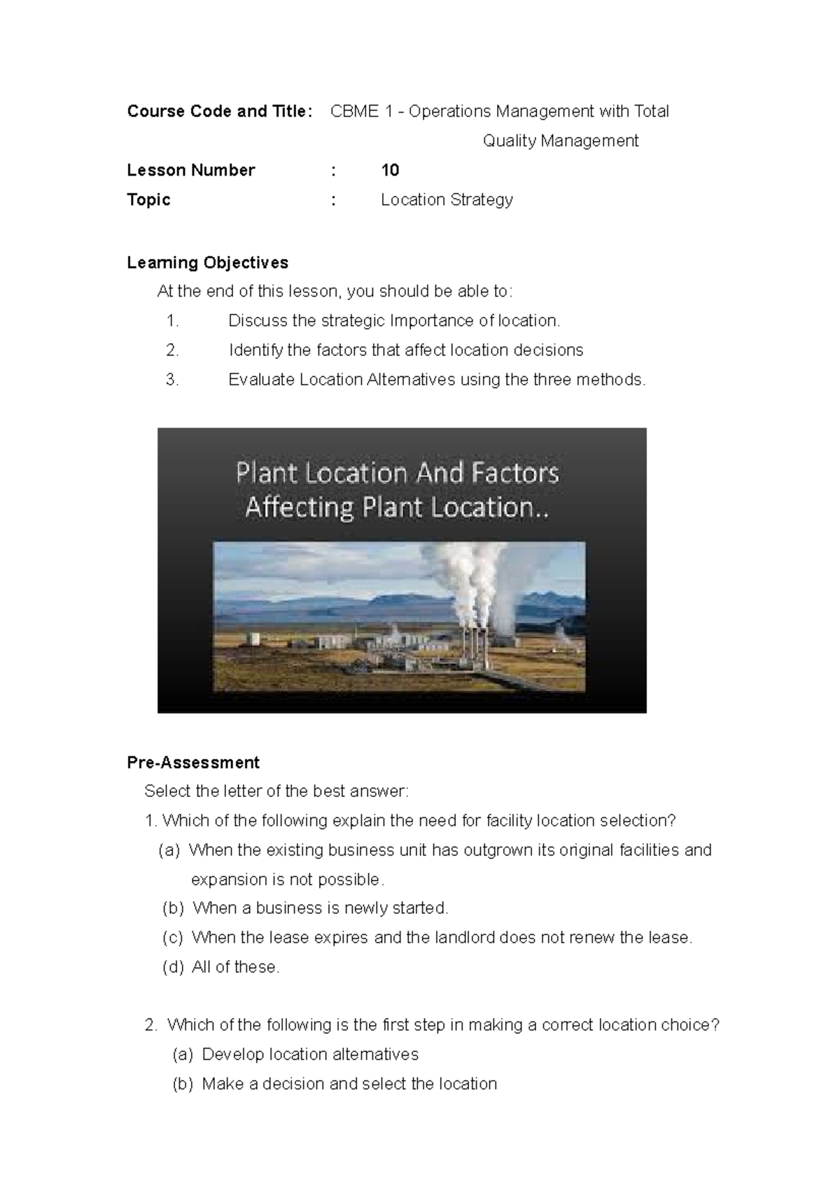 M10 CBME1 without evaluation - Course Code and Title: CBME 1 ...