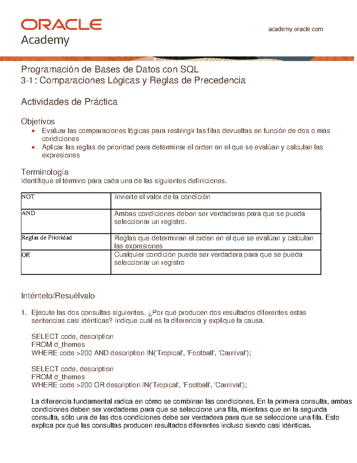 DP 3 1 Practice esp JFGD - SSS - Programación de Bases de Datos con SQL 3 - 1 : Comparaciones ...