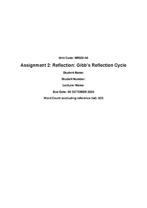 140 Assigment 2 - ASSESSMENT 2 - NRSG 140 - ACU - Studocu