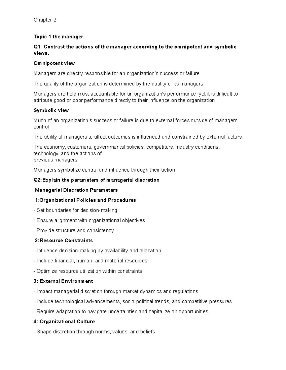 Topic 1 the manager - Topic 1 the manager Q1: Contrast the actions of ...