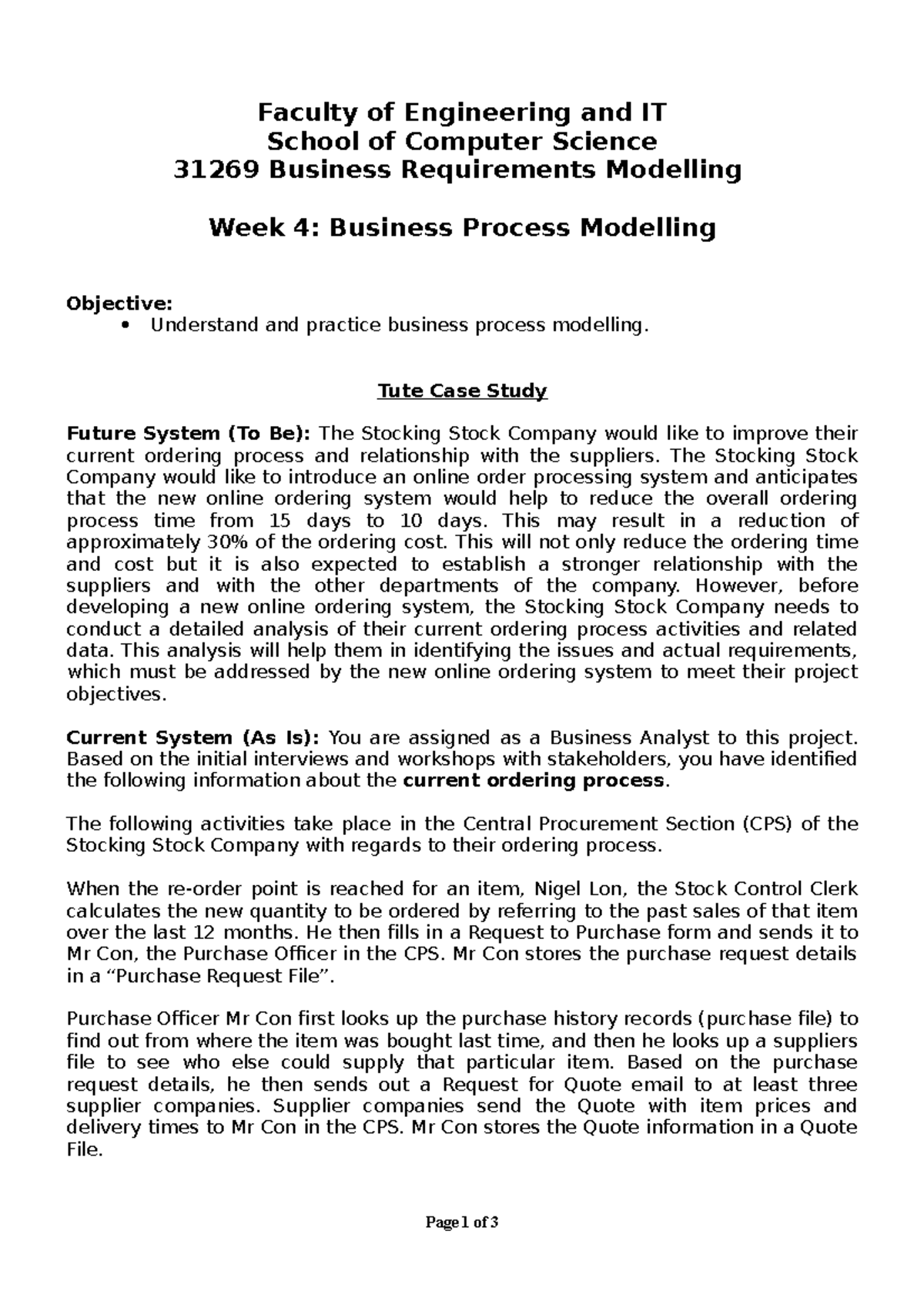 Week 4l Tut Tasks Faculty Of Engineering And It School Of Computer Science 31269 Business