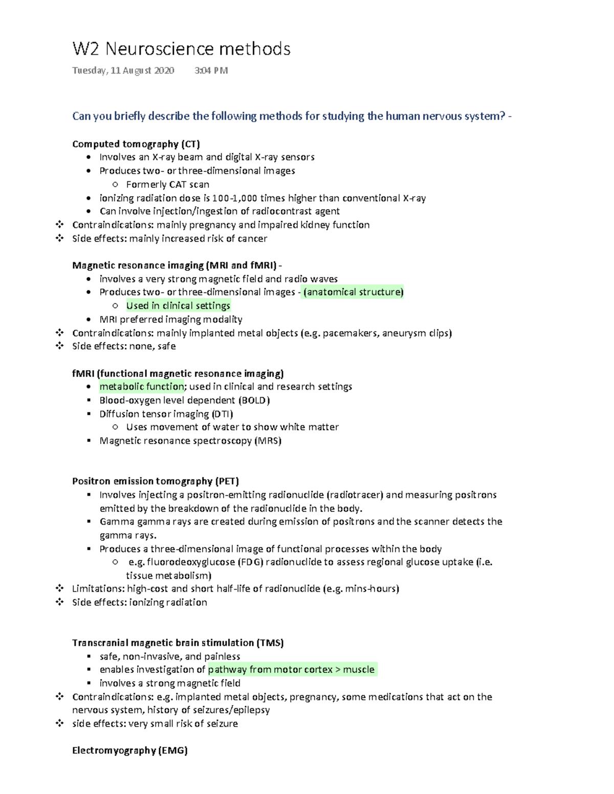 Neuroscience Methods - Warning: TT: undefined function: 32 - Studocu