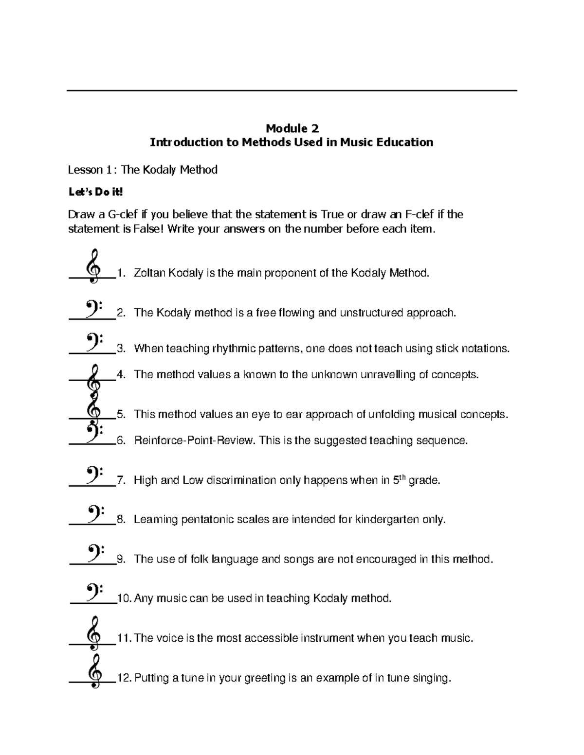 Module 2 - This is an activity. - Introduction to Methods Used in Music ...