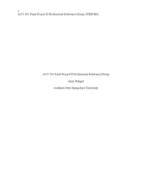 ACC 201 Project Summary Report Week 7 - Summary Report: Financial ...