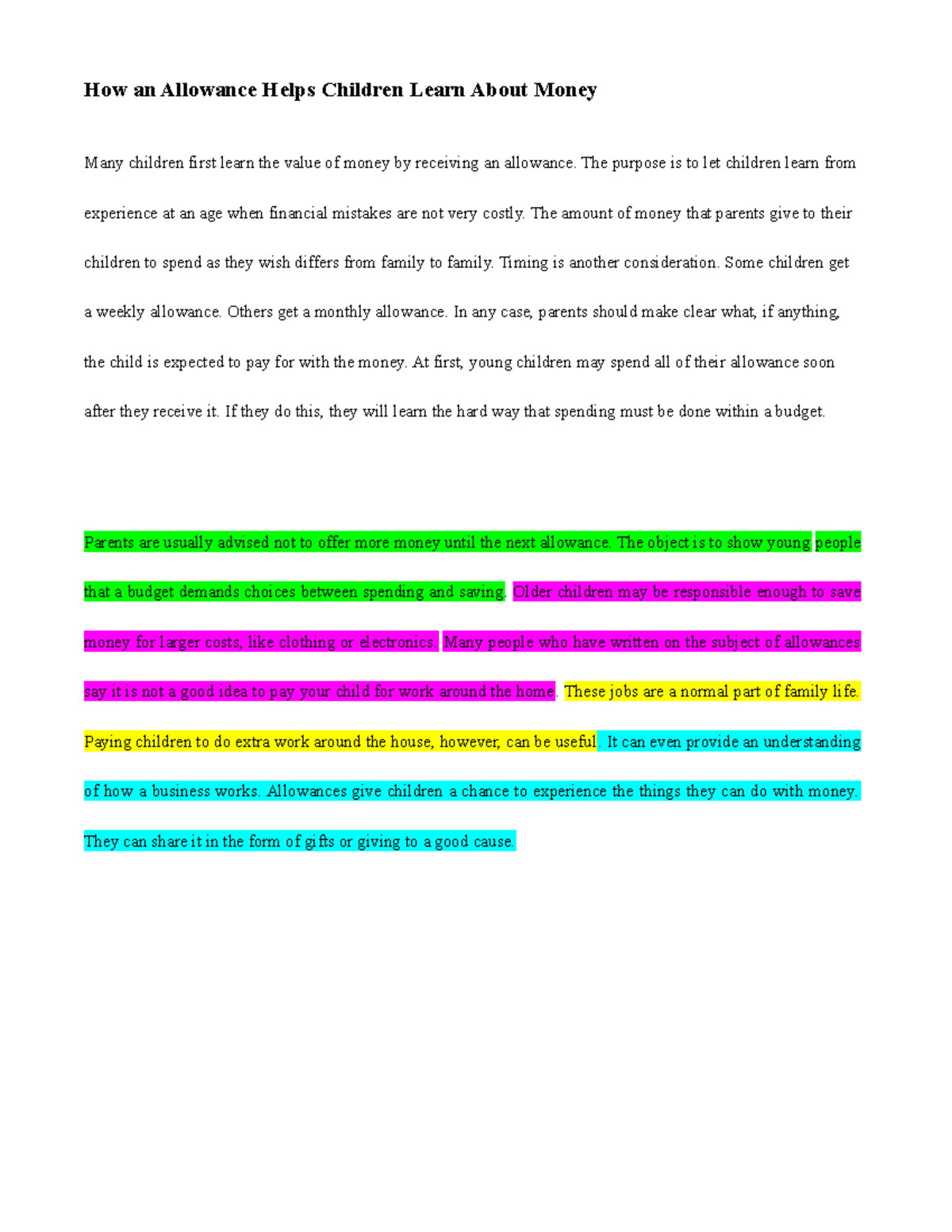 How an Allowance Helps Children Learn About Money - The purpose is to ...