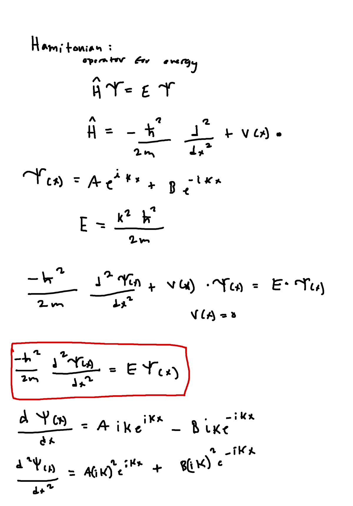 Physical Chemistry Lecture Notes 2 - Hamitonian: operator for energy 7 ...