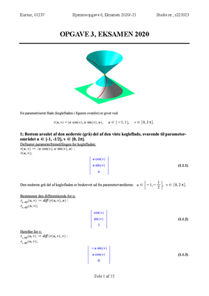 Hj1 opg9 Trek Inskriv - 1. Afleveringsopgave i Differentialgeometri og parametrisk design på DTU ...