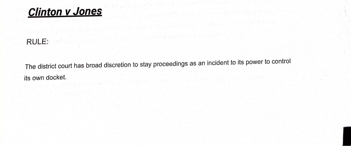 Clinton v. Jones - Case Brief - GOVT 391 - Clinton v Jones RULE: The ...