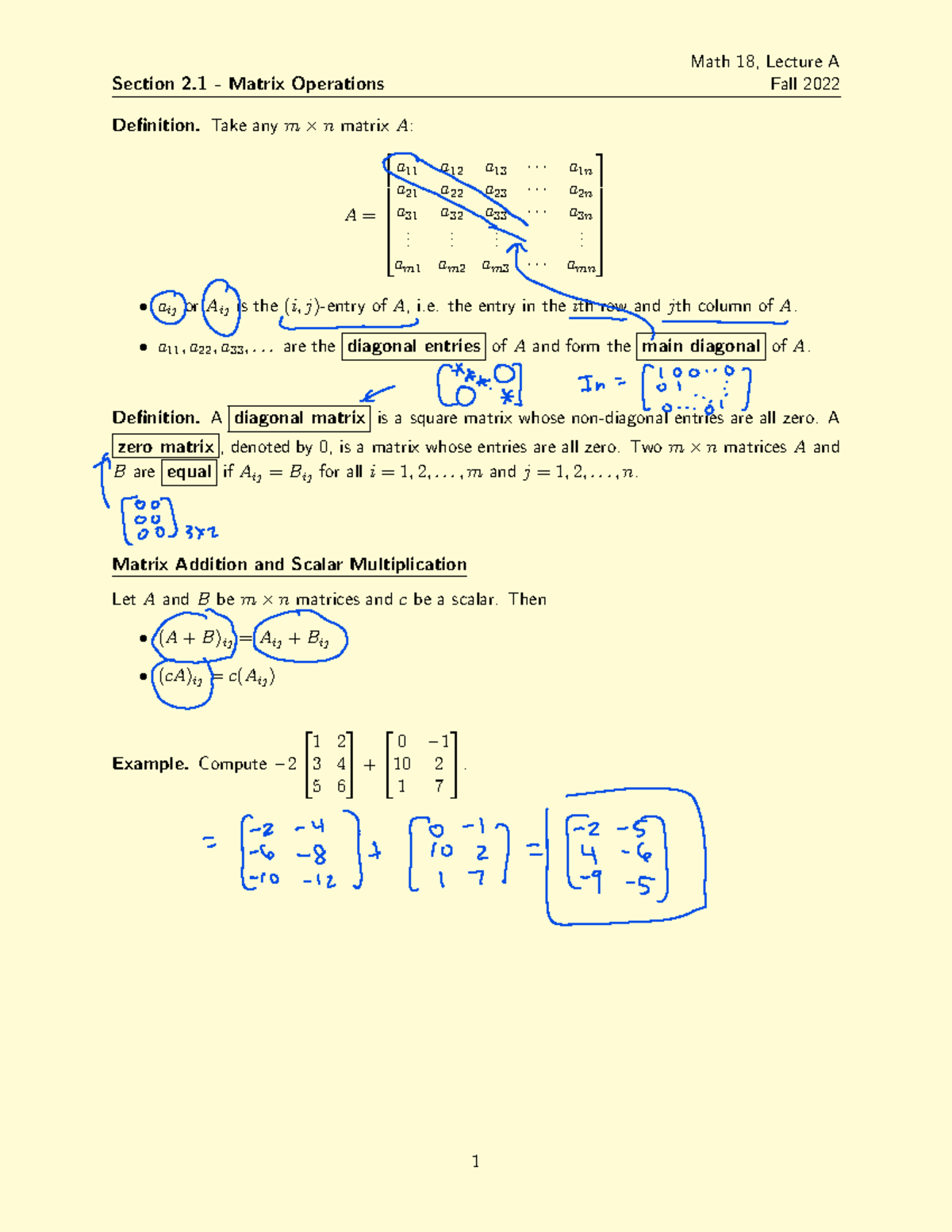 Section 2 - 2.1 - Section 2 - Matrix Operations Fall 2022 Definition ...