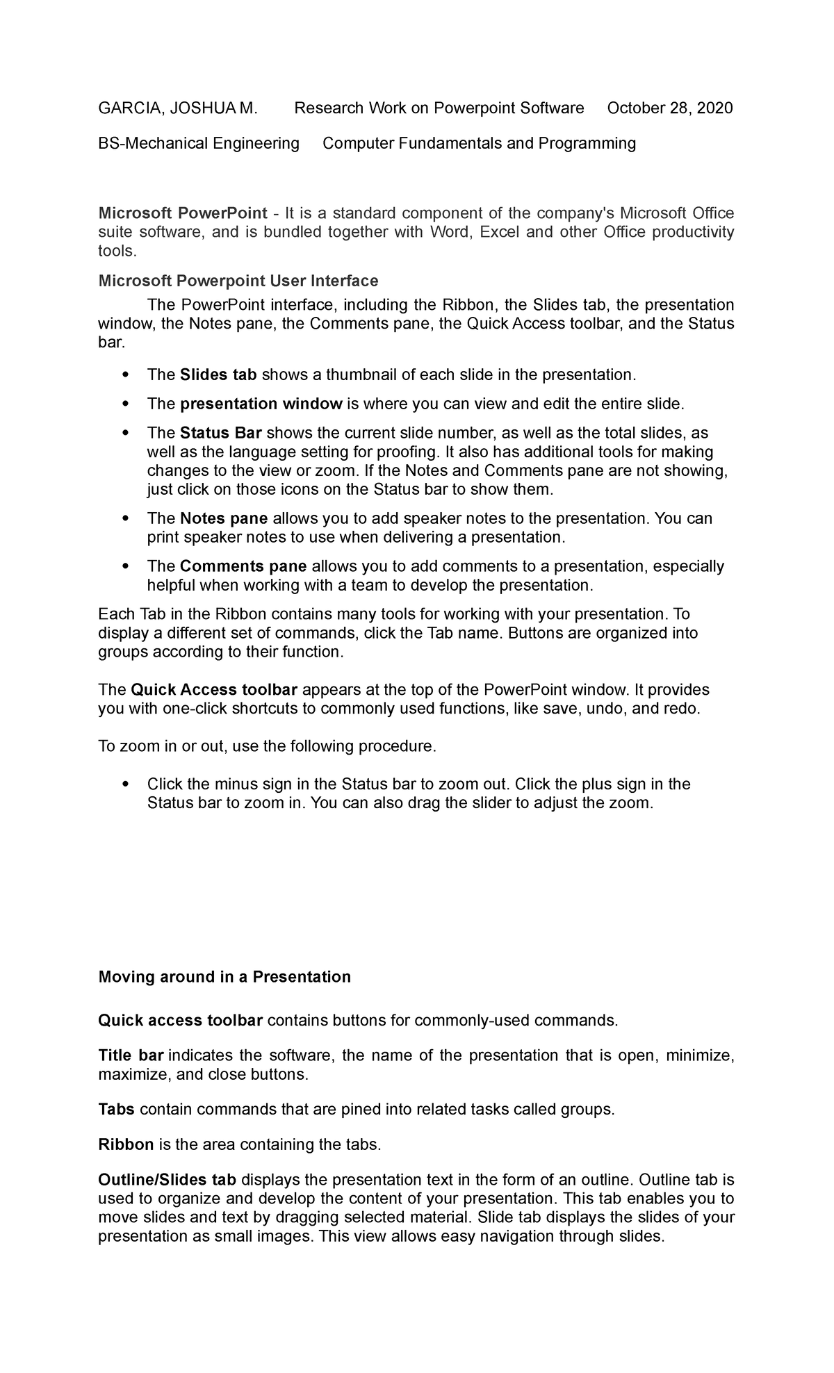 Garcia, Joshua Powerpoint Research WORK - Computer Fundamentals and Programming - PangSU - Studocu