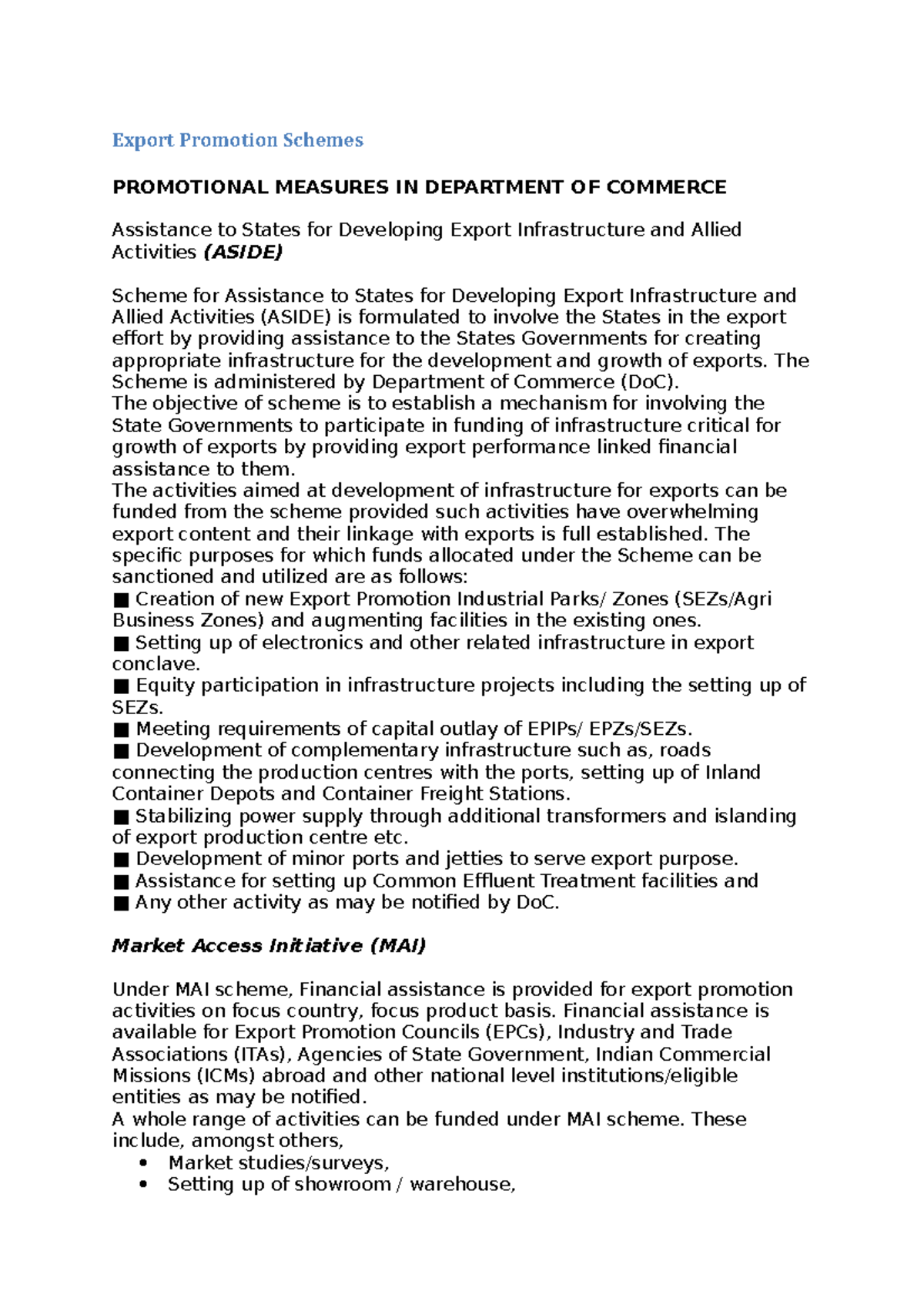 Module 2 Export Promotion Schemes notes - Export Promotion Schemes ...