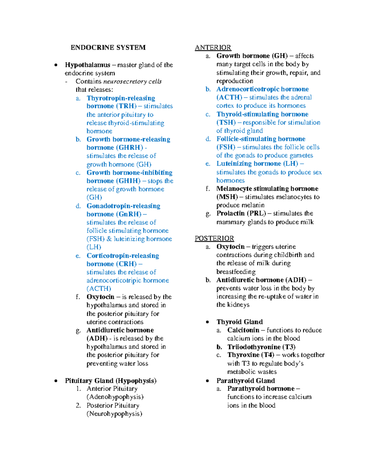 Endocrine System - Biology- Parts and Functions-Grade 12 students ...