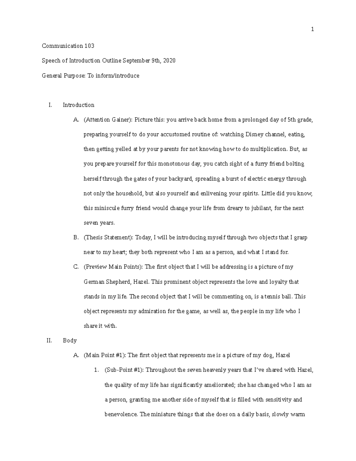 Excellent SOI Sample Outline #1 Final (1) 2 - Communication 103 Speech ...