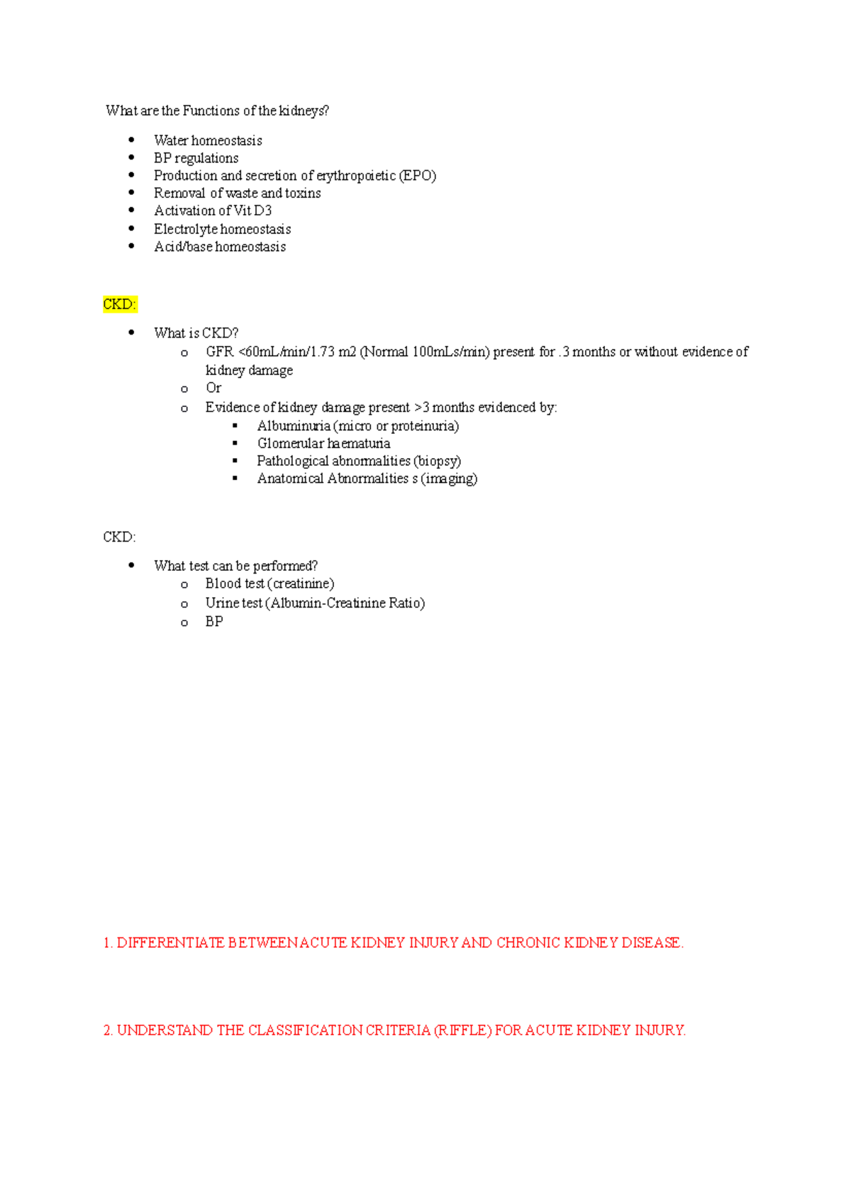NSB236 Week 4 - Lecture notes 4 - What are the Functions of the kidneys ...