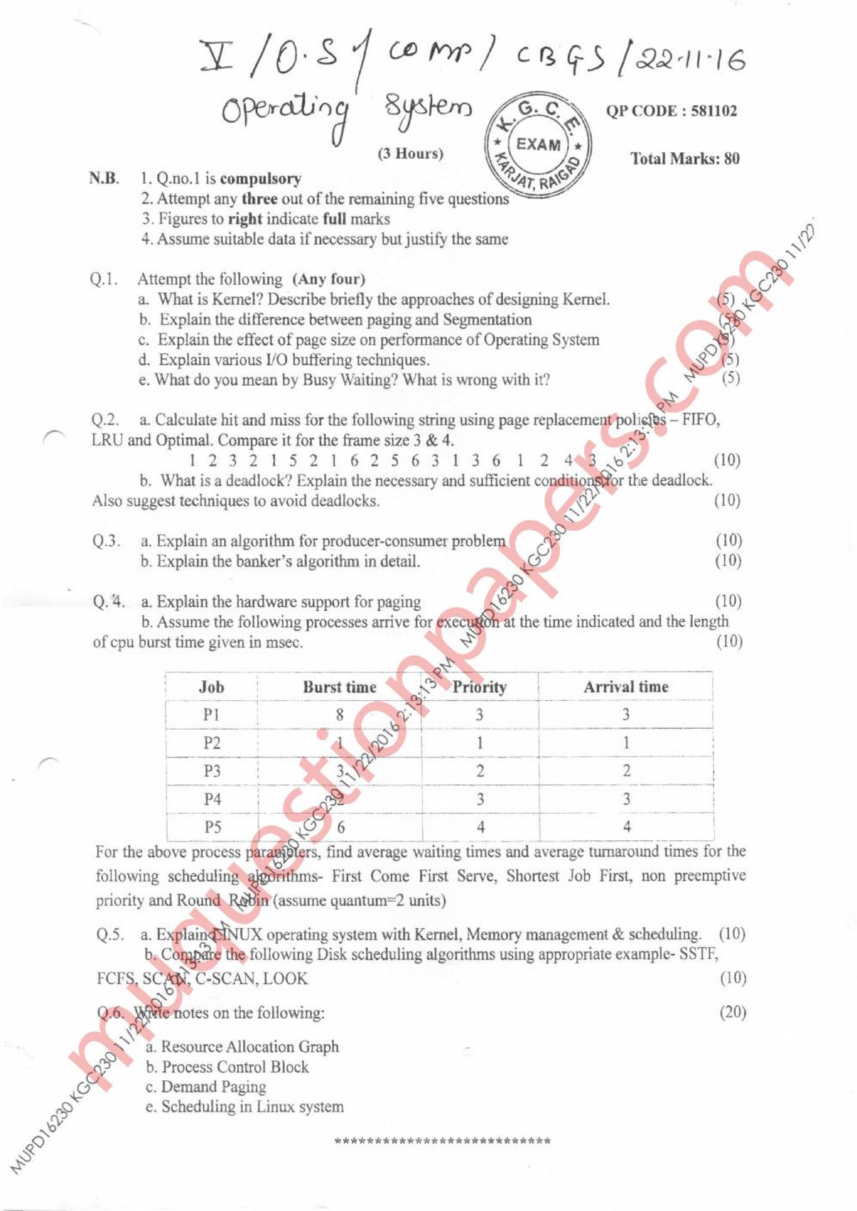 TE-Comps SEM5 OS DEC16 - Previous year paper to get really good marks - Computer Science –III ...