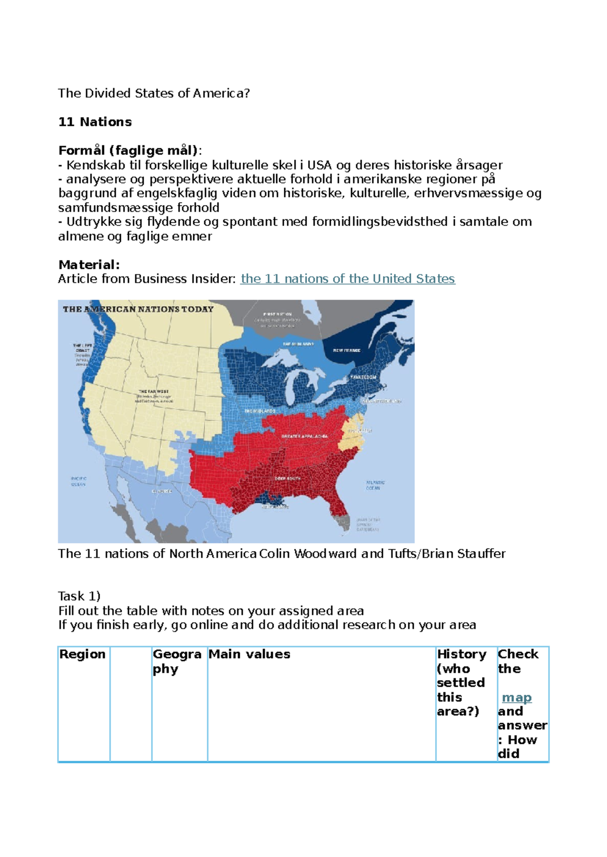 Notet til engelsk - den er god - The Divided States of America? 11 ...