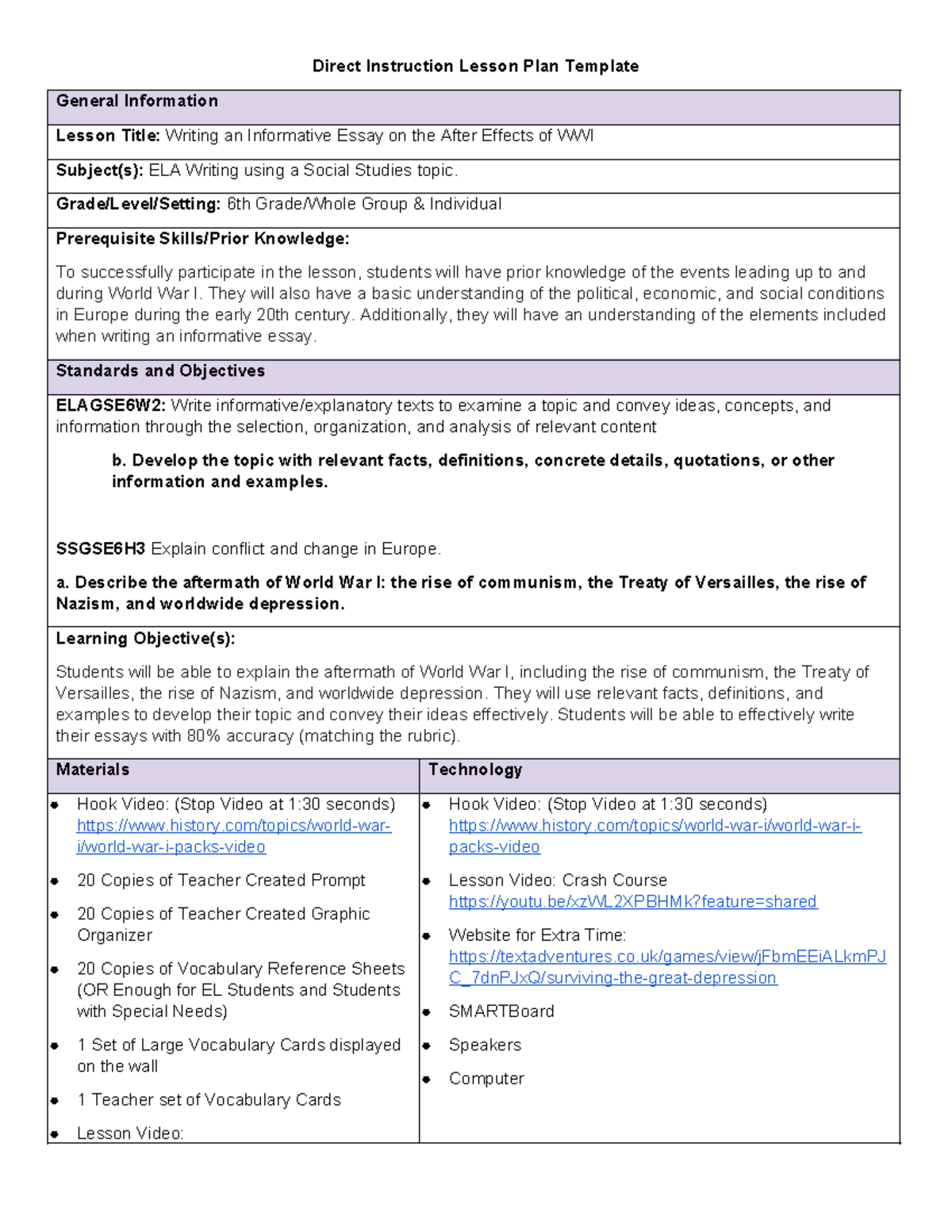 Task 1 C380 - passed - Direct Instruction Lesson Plan Template General Information Lesson Title ...