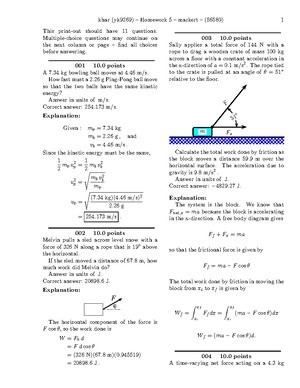 PHY 301 HW #7-solutions - This print-out should have 18 questions. Multiple-choice questions may ...