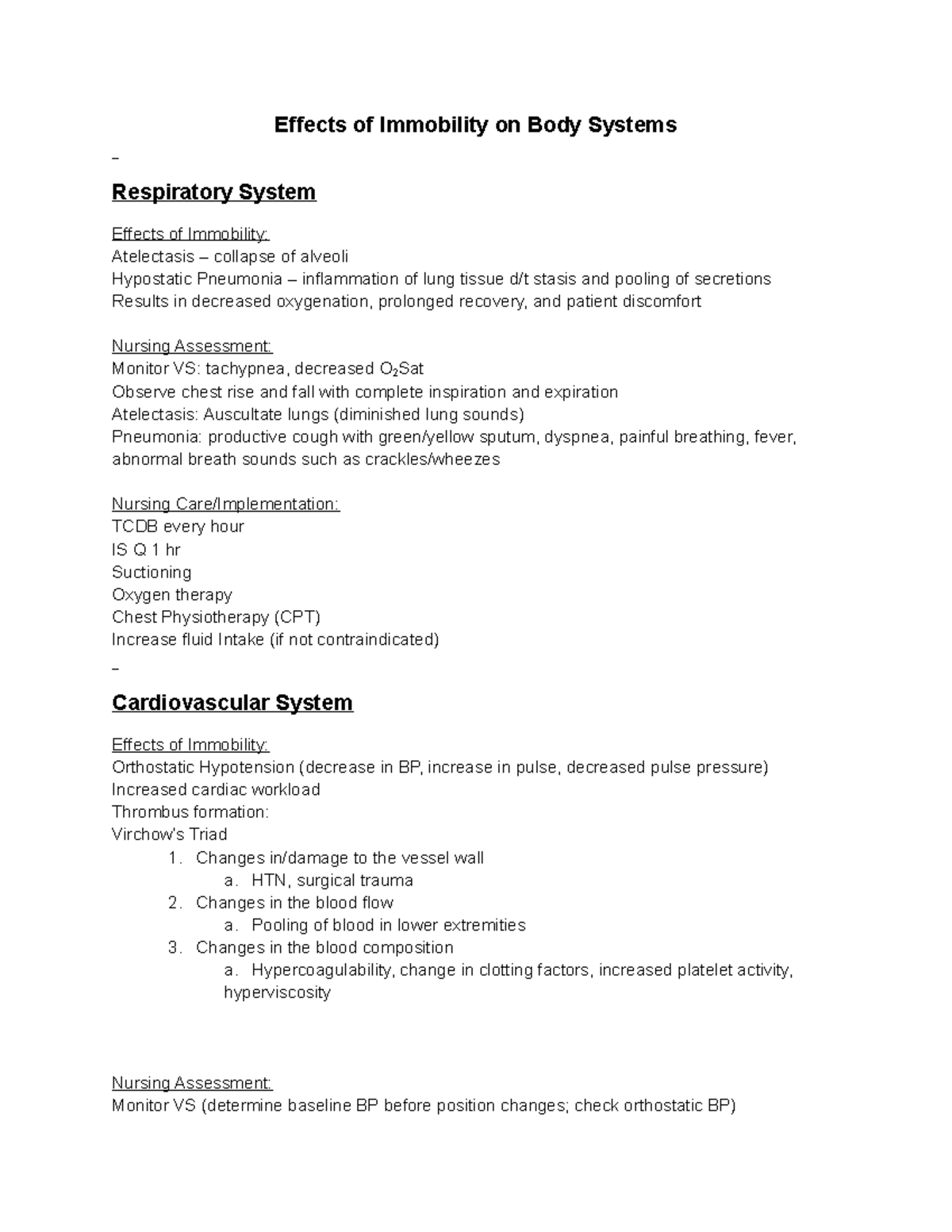 Effects of Immobility on Body Systems-2 - Effects of Immobility on Body ...