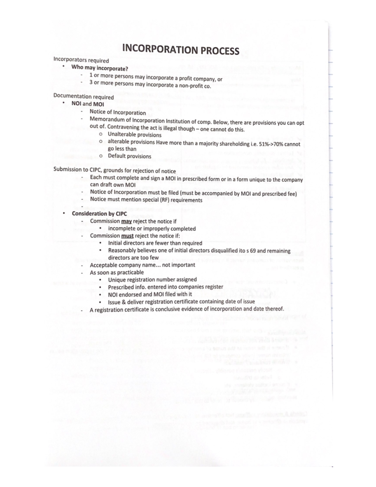 Company Incorporation Process - CML2001F - Studocu
