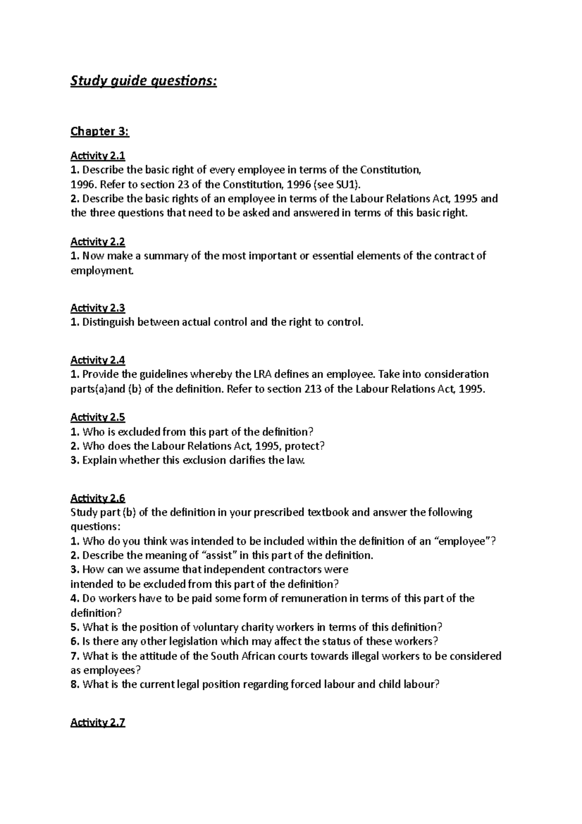 EXAM PREP Study guide questions LLA101 2022 - Study guide questions ...