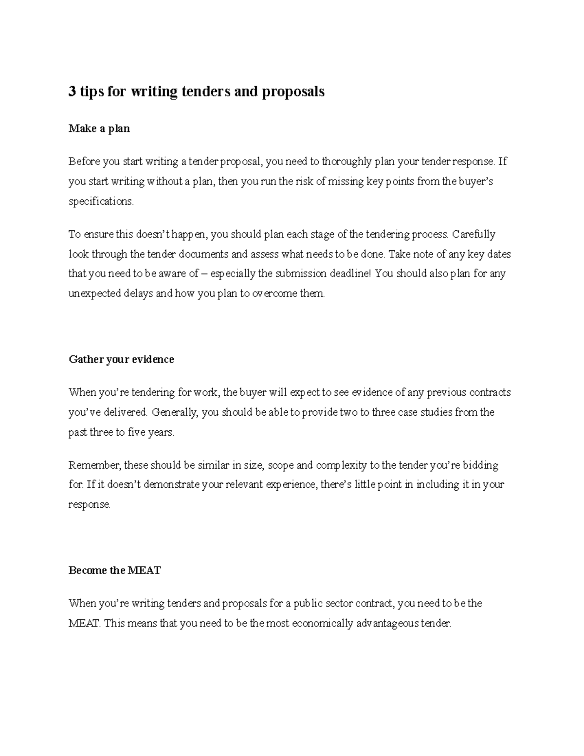 3 tips for writing tenders and proposals - If you start writing without ...