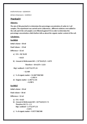 Practical 4 new - Andile Mahlanze – 222060434 Akhona Nkwanyana – 22205610 Practical 4 Objective ...