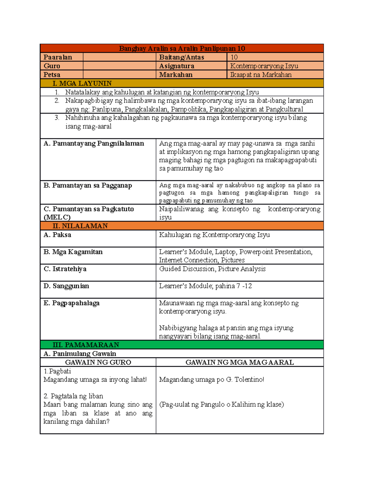 BSEd-Soical Studies- Lesson Plan Grade 10 - Banghay Aralin sa Aralin ...