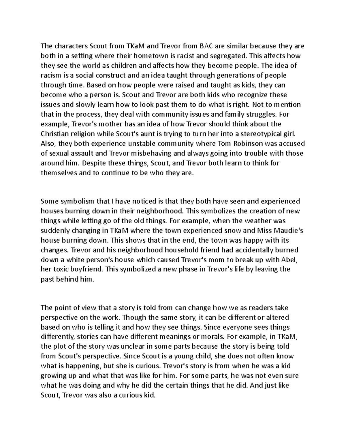 Document 5 - Born a crime - The characters Scout from TKaM and Trevor ...