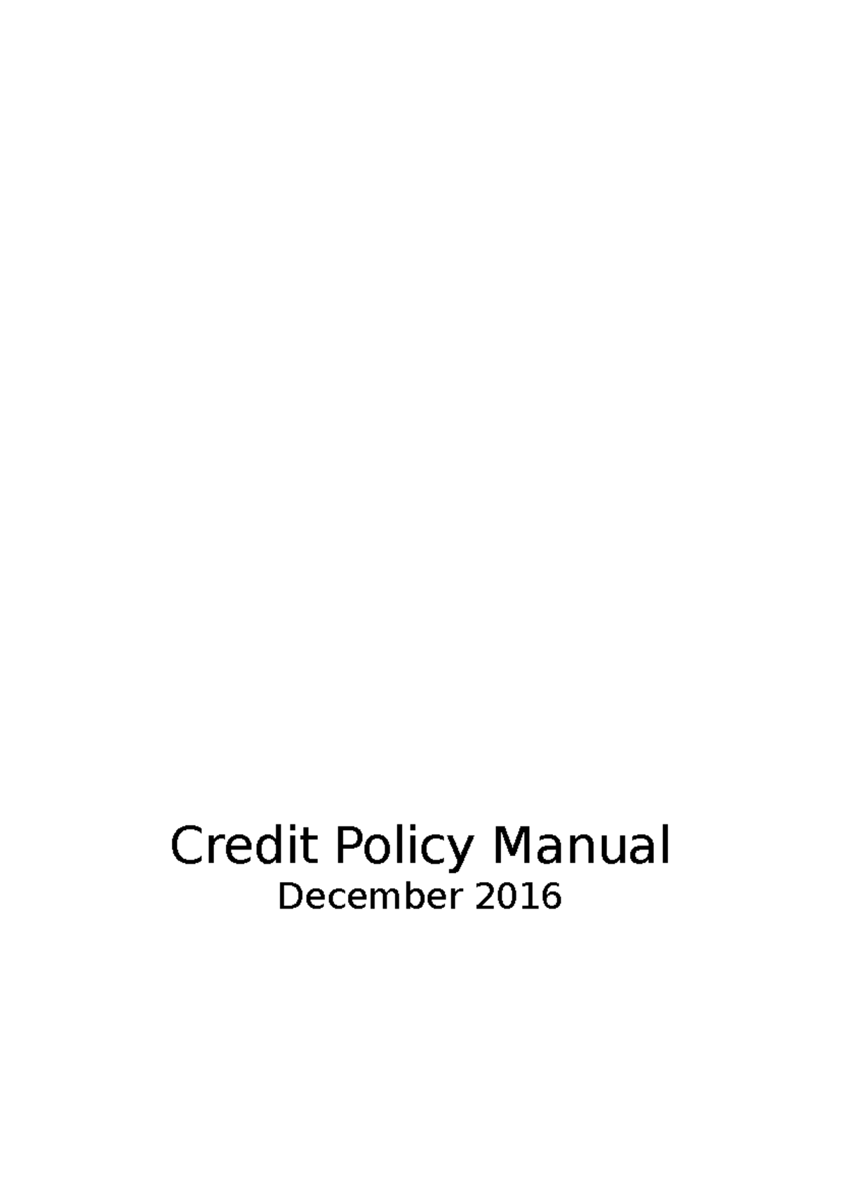 HOPE Sample Credit Manual (12-2016 ) - Credit Policy Manual December ...