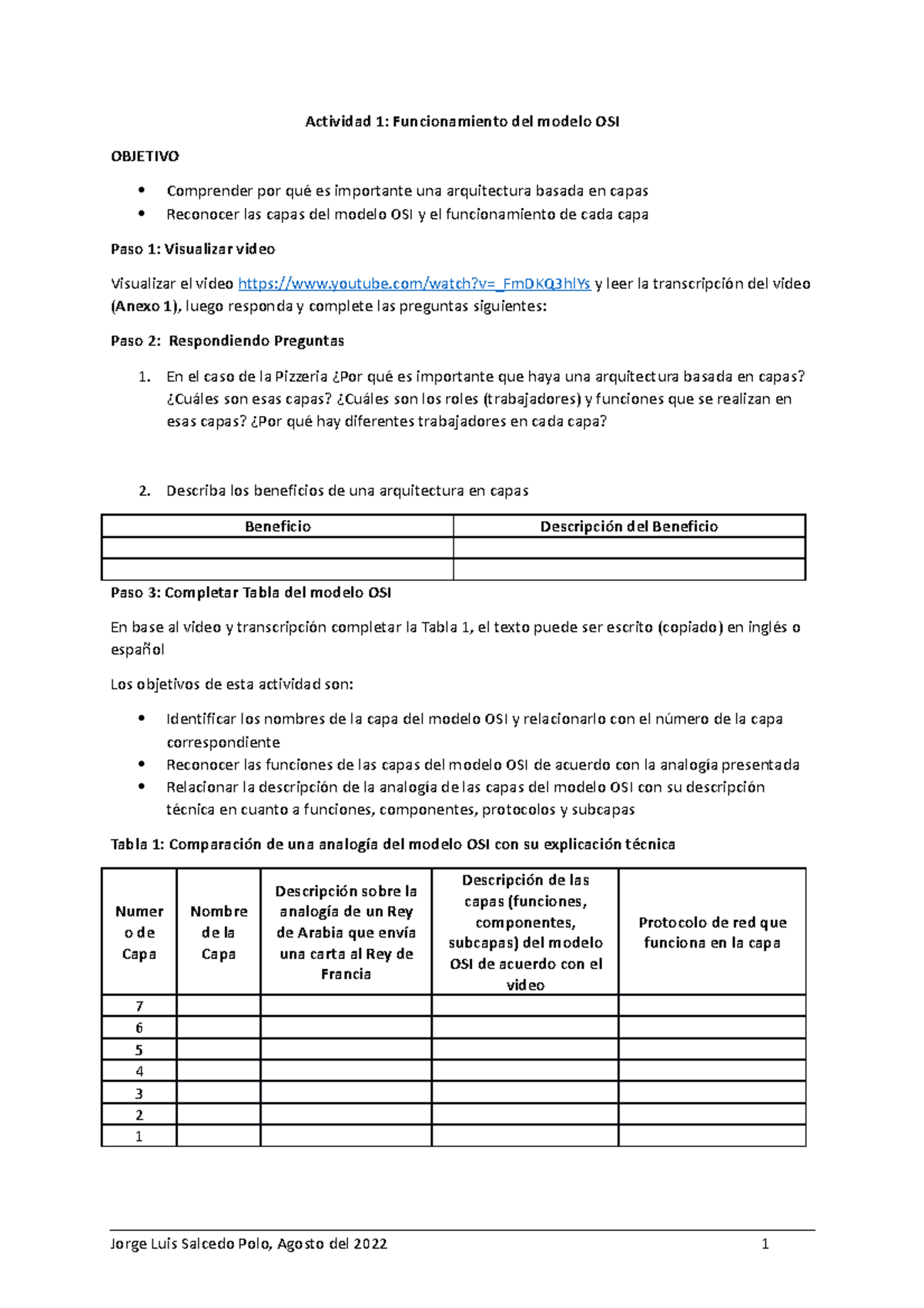 Actividad 1 Funcionamiento del modelo OSI - Studocu