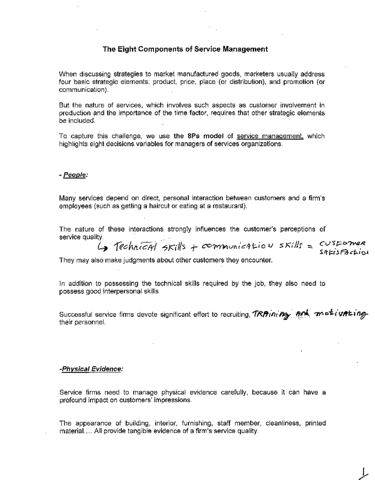 The Eight Components of Service Management - COMM 223 - Studocu
