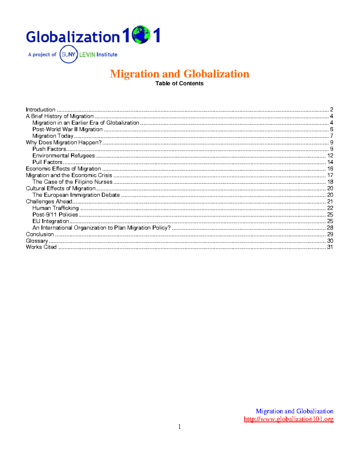 Week 9 - Migration and Globalization - Migration and Globalization ...