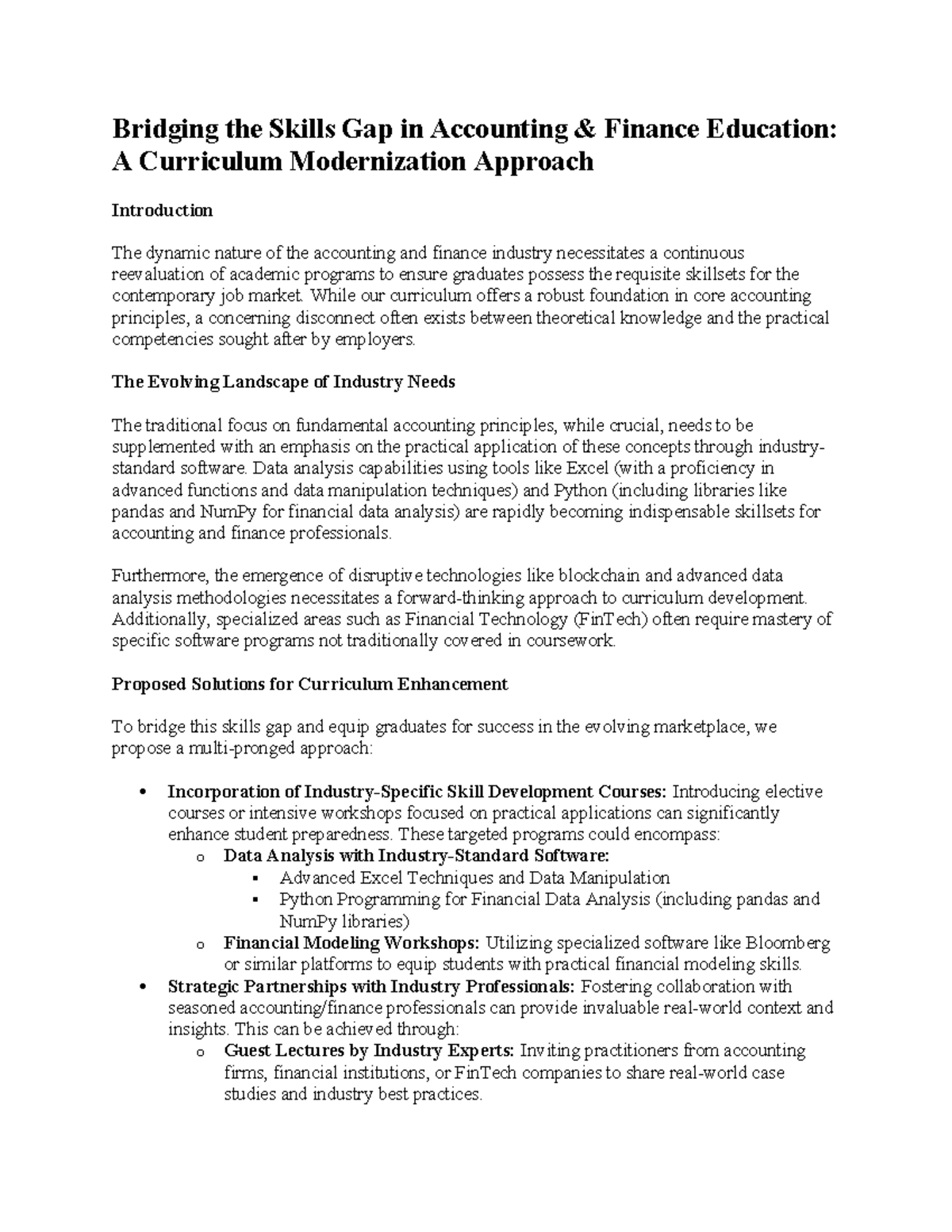 Accounting Assignment - Bridging the Skills Gap in Accounting & Finance ...