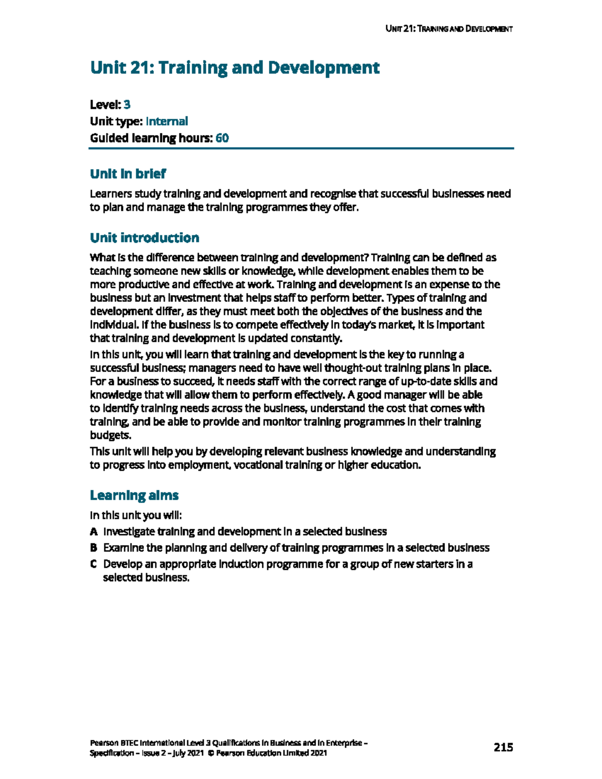 Unit Specification - Business international studies - Studocu