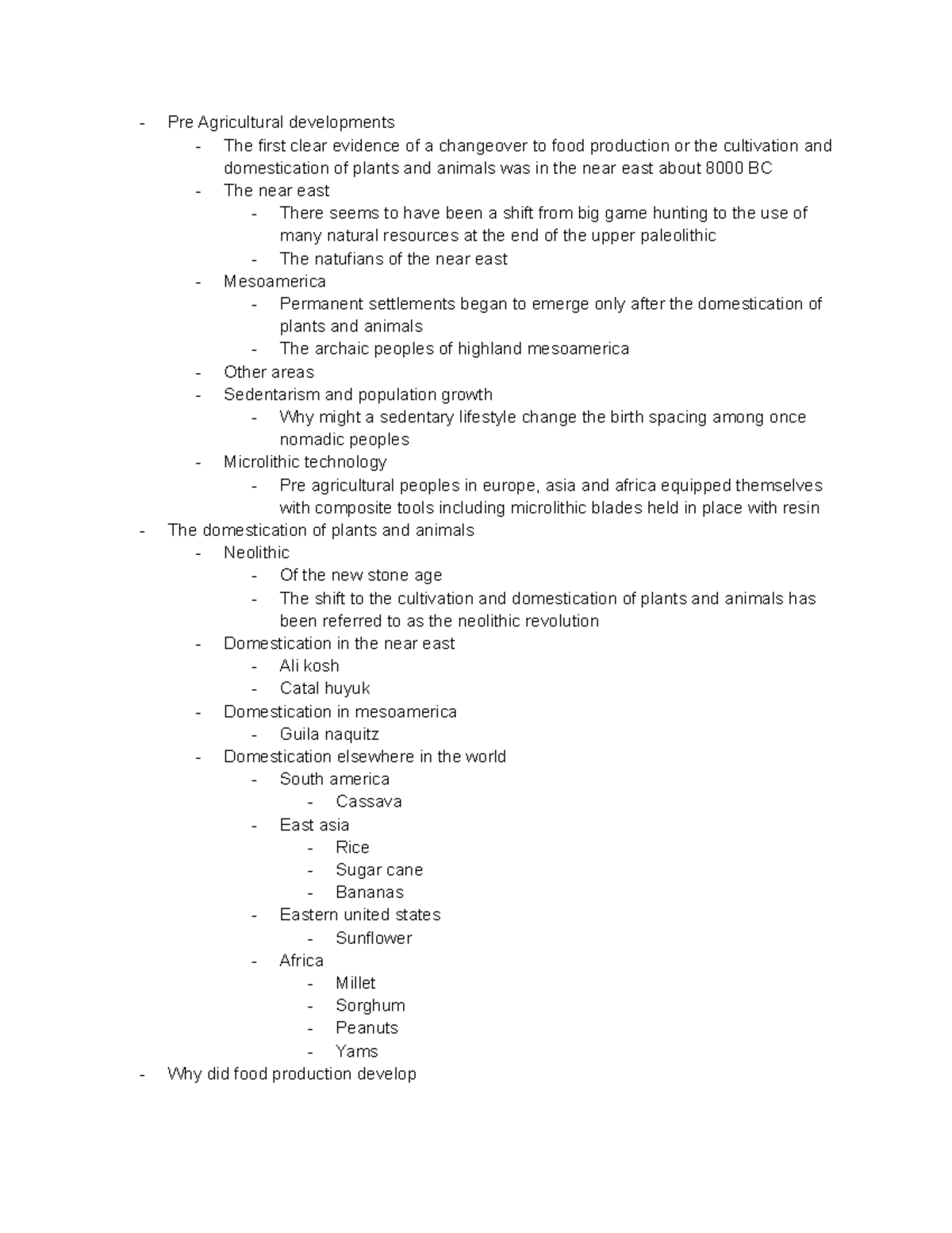 Chapter 10- Origins of food production and settled life - Pre ...