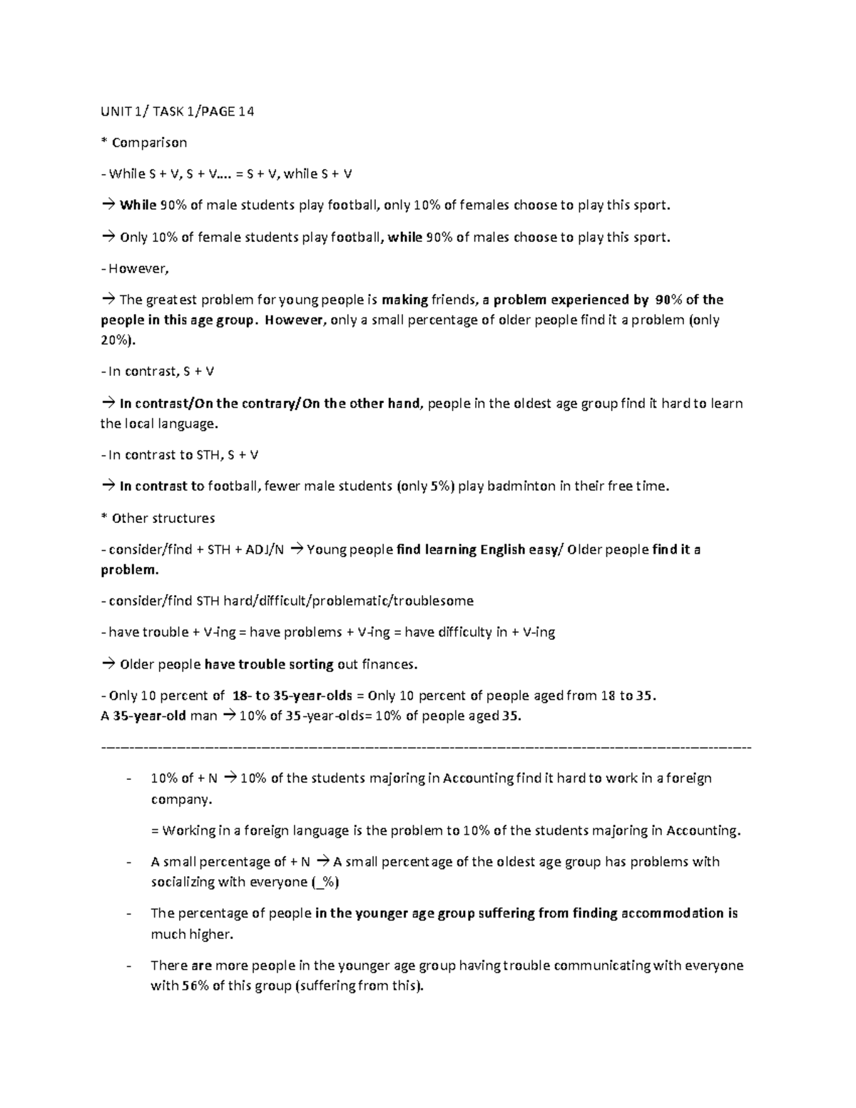 AV5 UNIT 1 Writing TASK 1 Comparison Language - UNIT 1/ TASK 1/PAGE 14 ...