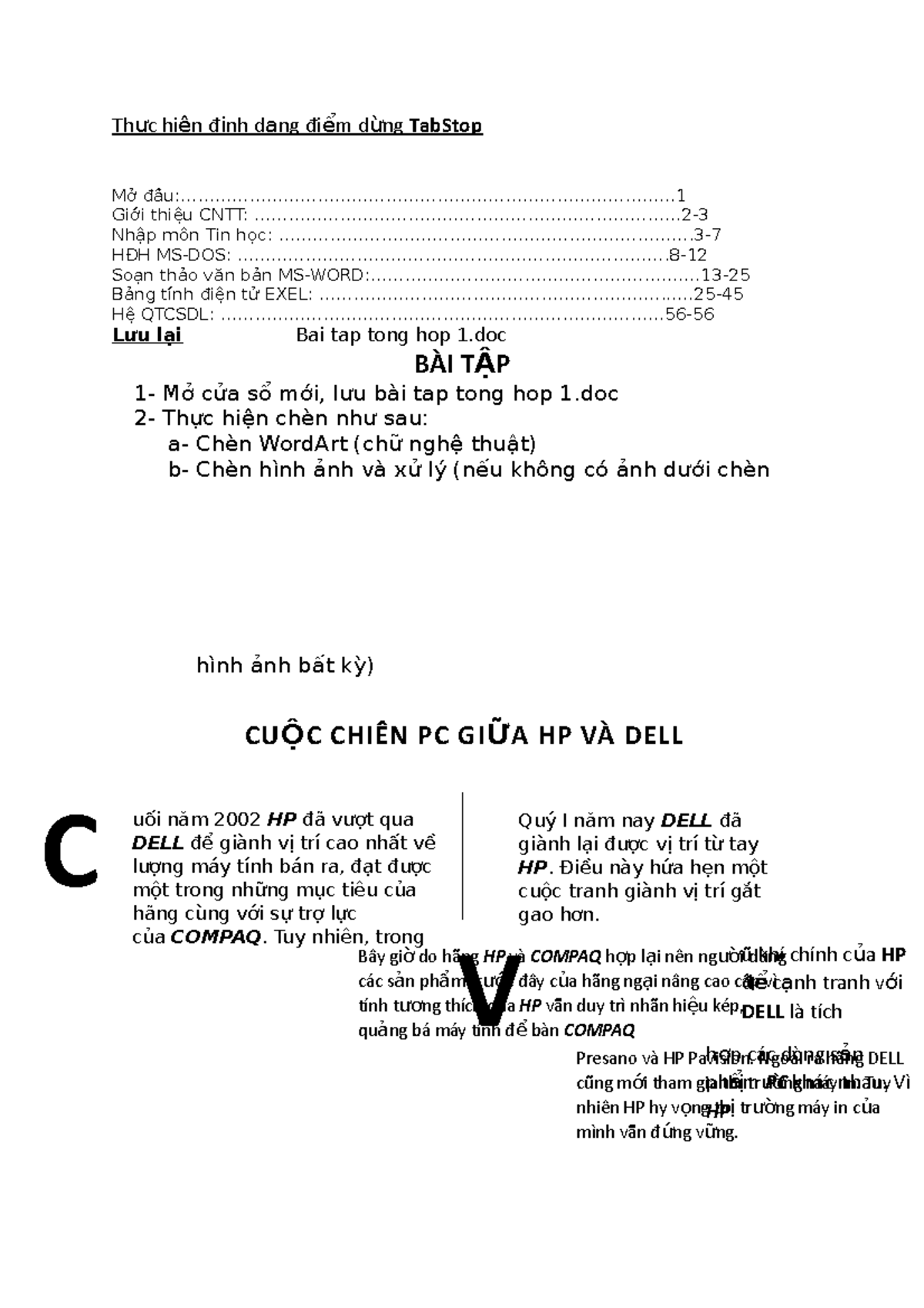 DM1801-Bui Thanh Dat-LAB2 - Th ực hi ện đ nh d ị ạng đi ểm d ừng TabStop MỤC LỤC Mở - Studocu