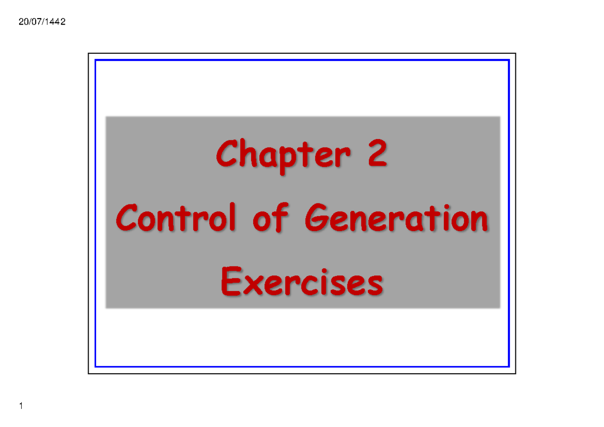 CH2 Control of generation Exercises - Chapter 2 Control of ...