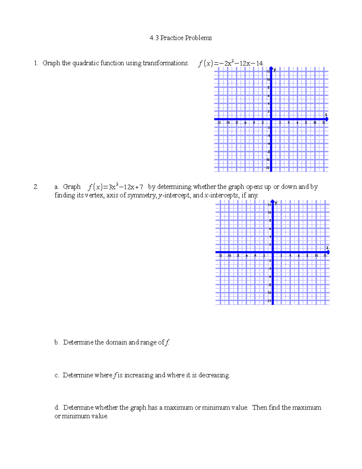 MAT117-4 3-Practice-Problems - 4 Practice Problems Graph the quadratic ...