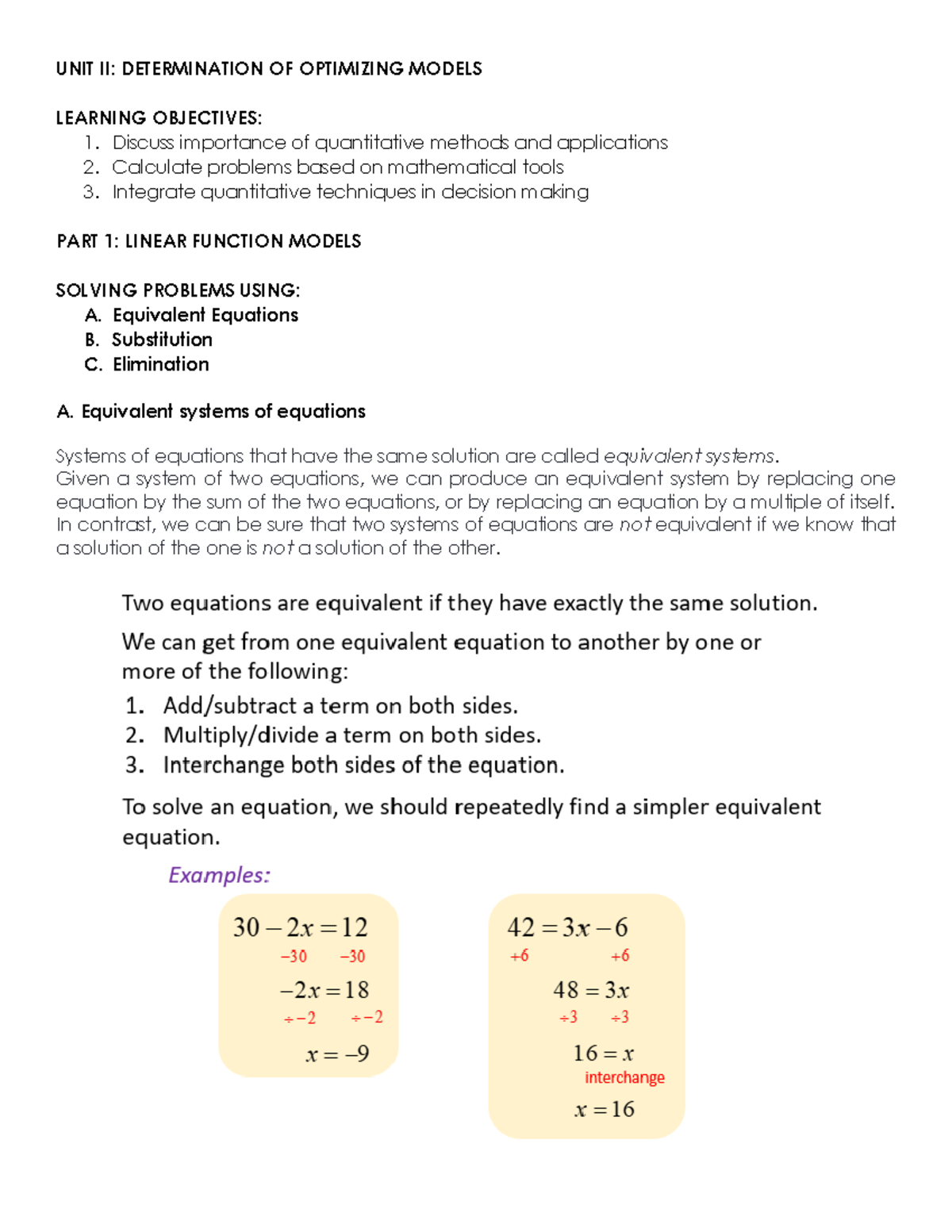 2.1 Lecture Notes - Linear Equations - UNIT II: DETERMINATION OF ...