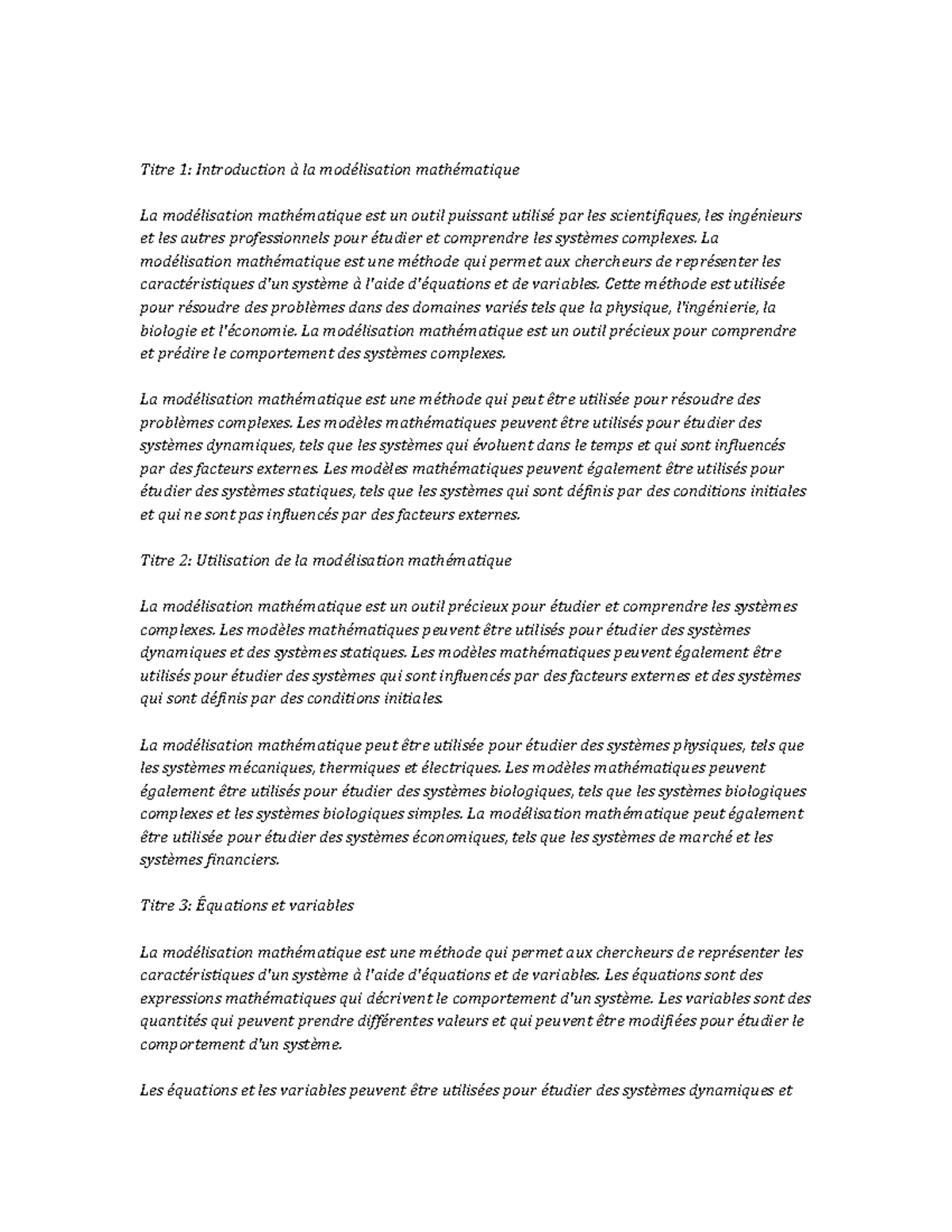 Mathematical Modeling Study Notes - Titre 1: Introduction à la ...