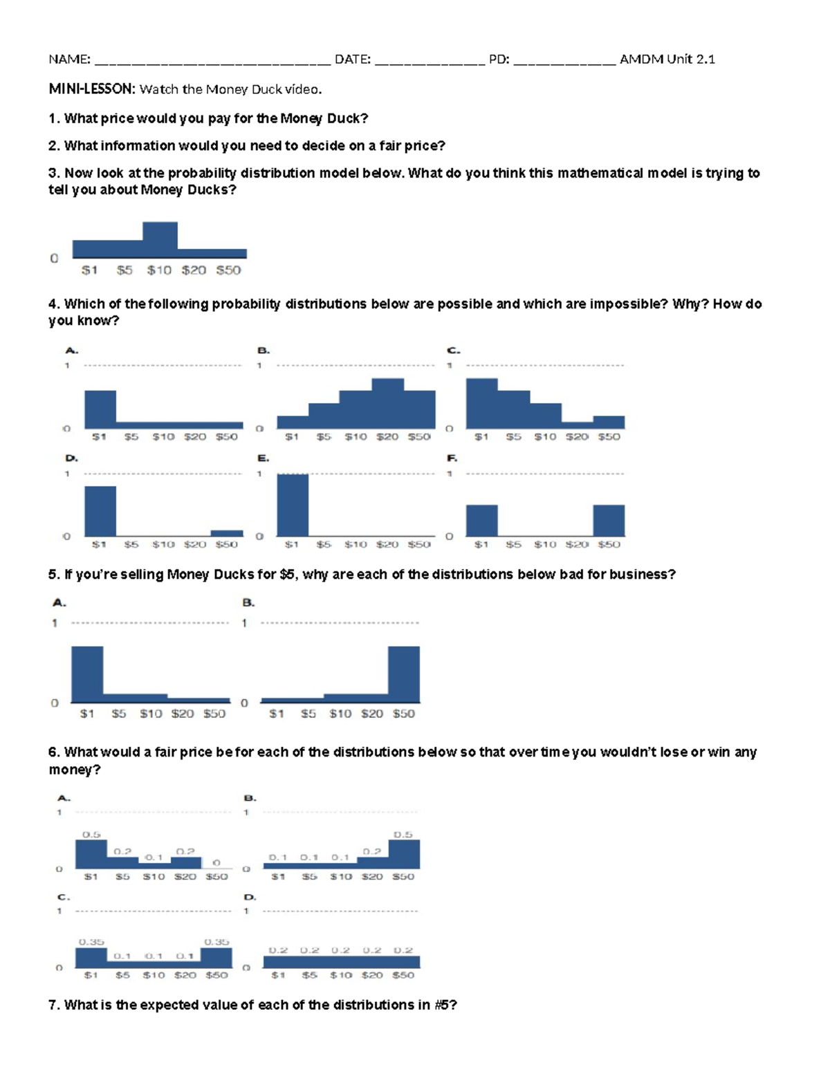 Calculate prob and find expected value - Studocu