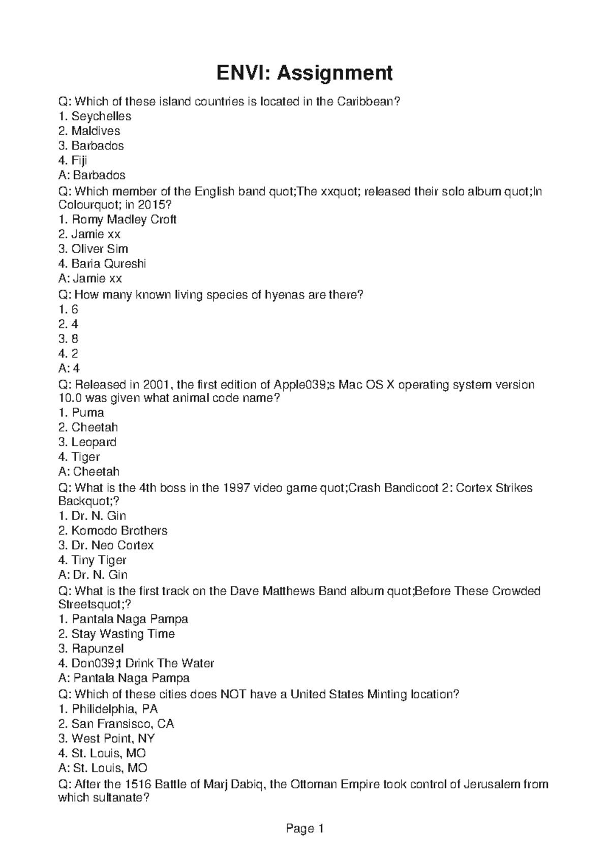 ENVI279-Diagram-9 - ENVI279-Problems-3 - ENVI: Assignment Q: Which of these island countries is ...