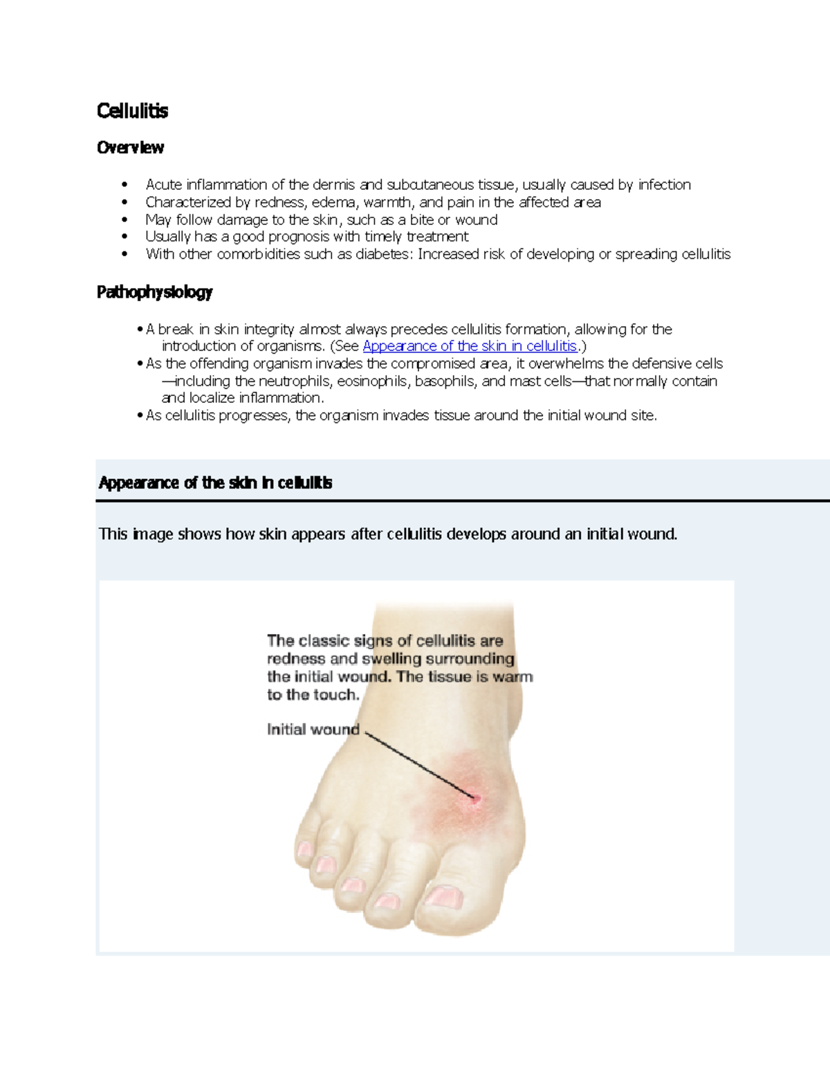 Cellulitis - nannnn - Cellulitis Overview Acute inflammation of the ...