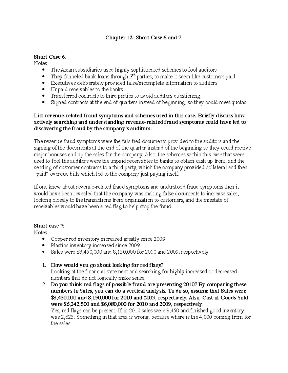 Chapter 12 group short cases - Chapter 12: Short Case 6 and 7. Short ...