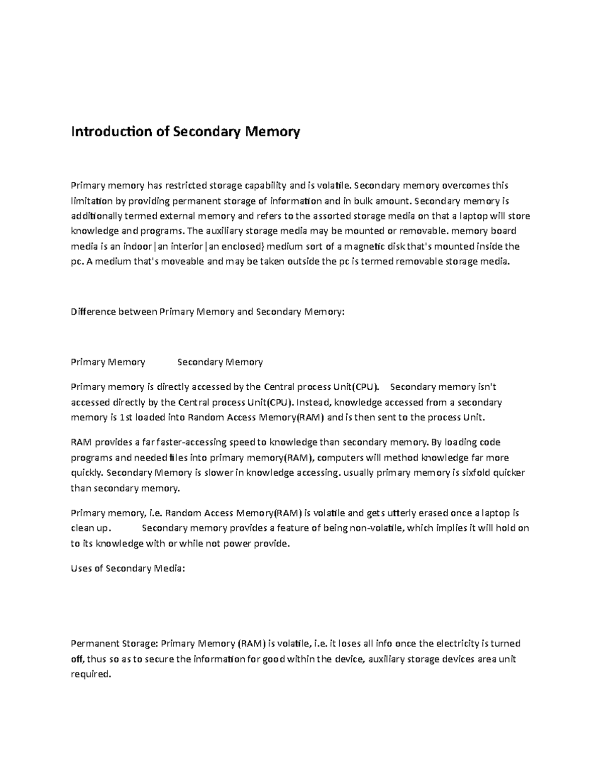 Introduction of Secondary Memory - Introduction of Secondary Memory ...