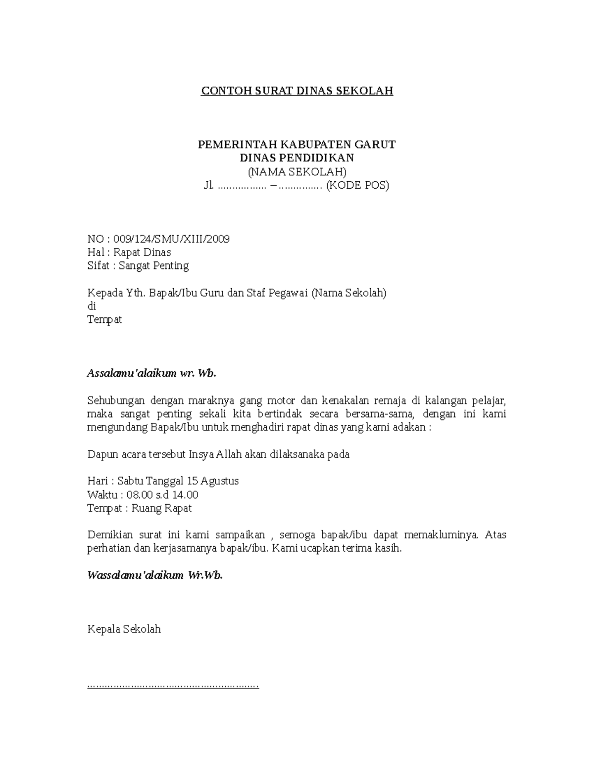 198894 - contoh membuat surat resmi - CONTOH SURAT DINAS SEKOLAH ...