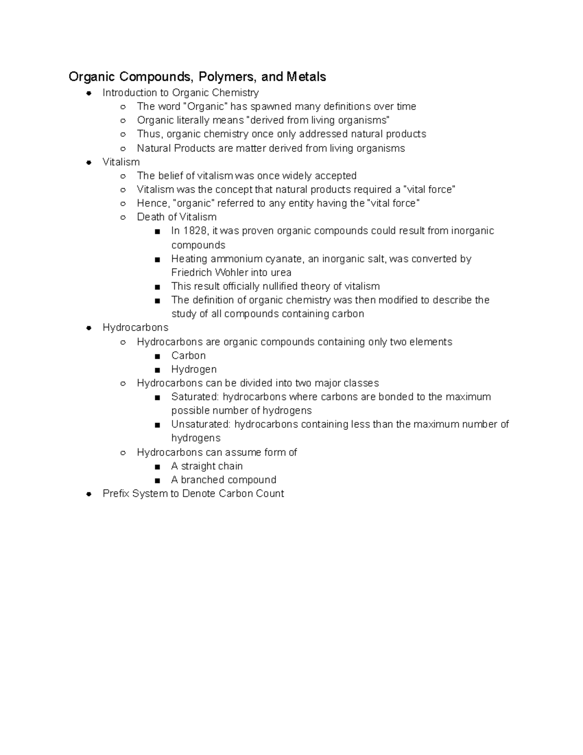 Lecture 10 Organic Compounds, Polymers, and Metals - Organic Compounds ...
