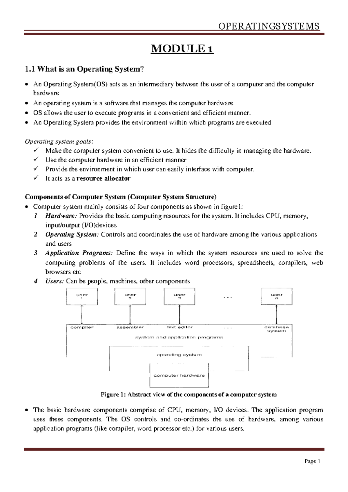 Os Examines The Important Problems In Operating System Design And Implementation Module 1 1